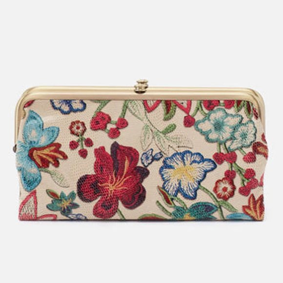 Bags | Nwt New Hobo Lauren Clutch Wallet Floral Stitch Leather Retired ...